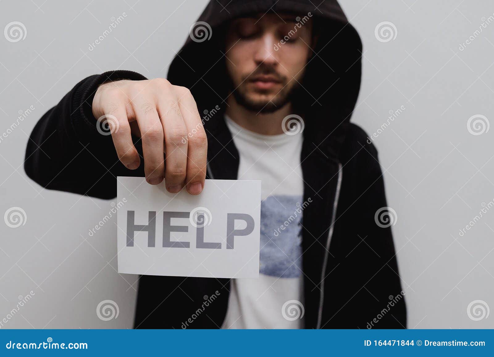 Human Problems Concept. Man with a Piece of Paper in Hands with ...