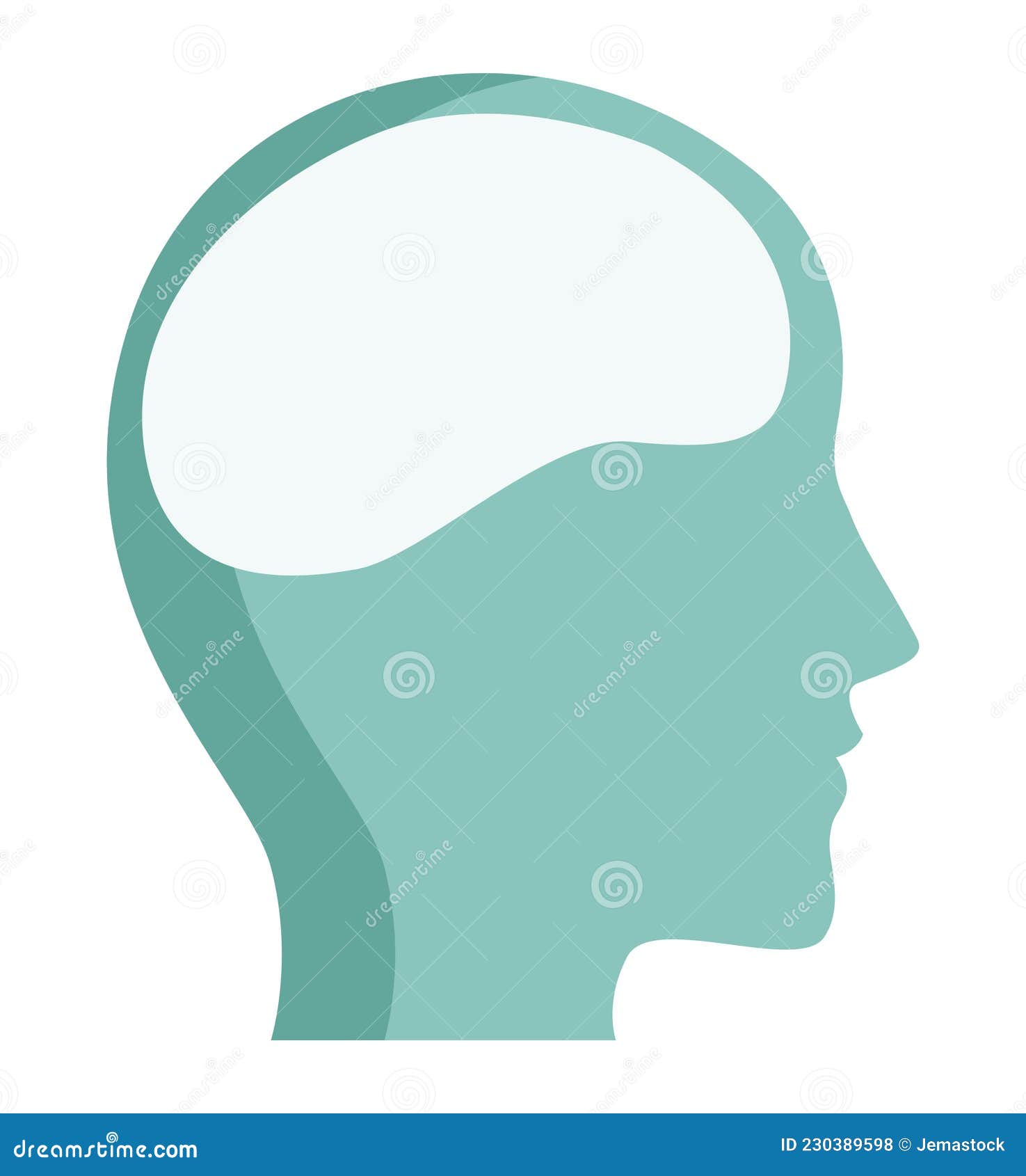 Human profile and brain stock vector. Illustration of profile - 230389598