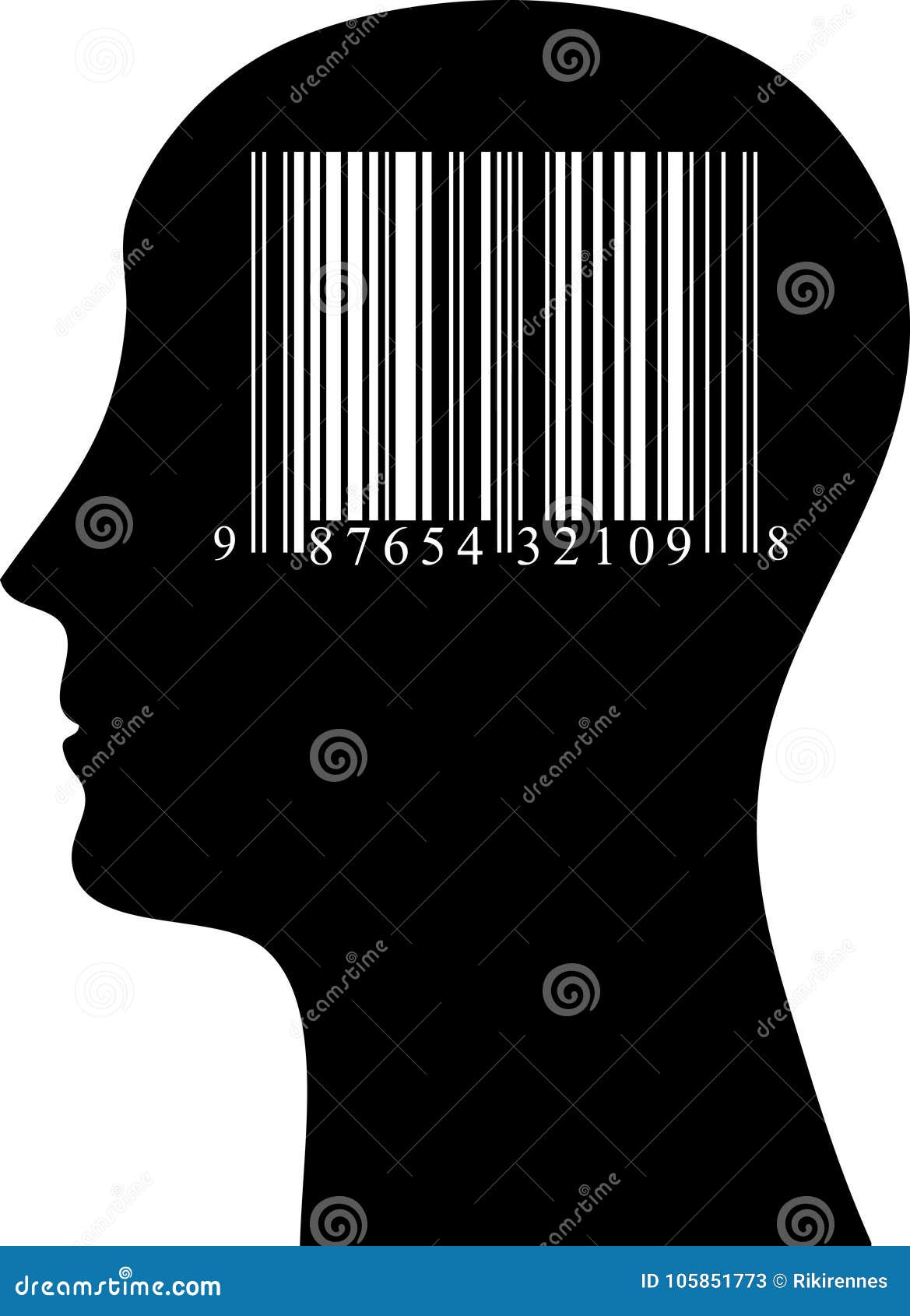 Silhouette Brain Barcode Isolated Over White Background Stock ...
