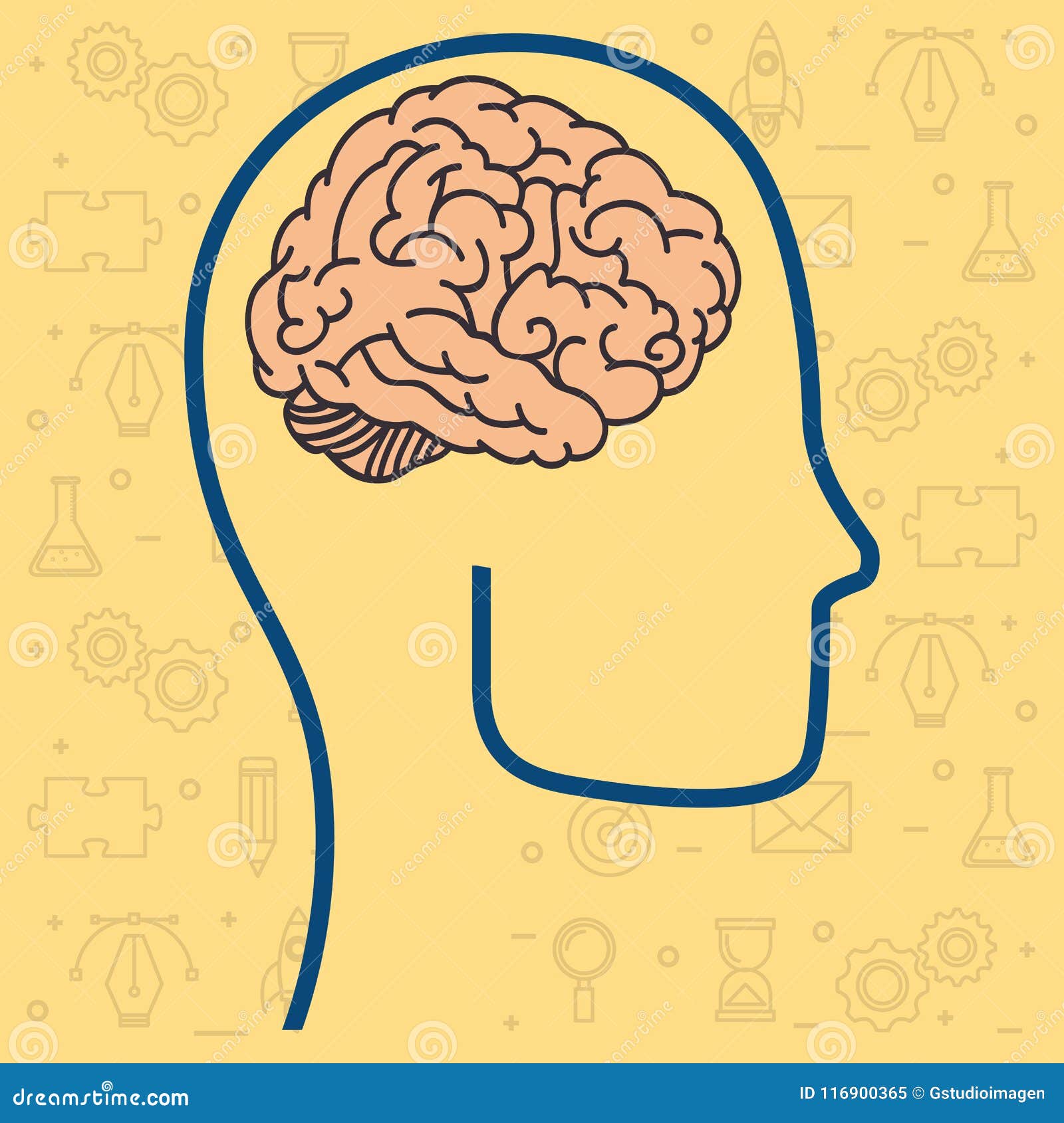 Human Profile Creative Brain Stock Vector - Illustration of invention ...