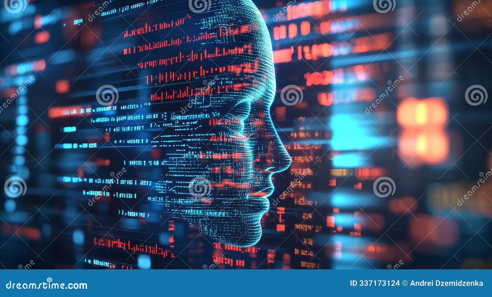 Human Profile with Data Interface in Stock Concept Stock Photo - Image ...