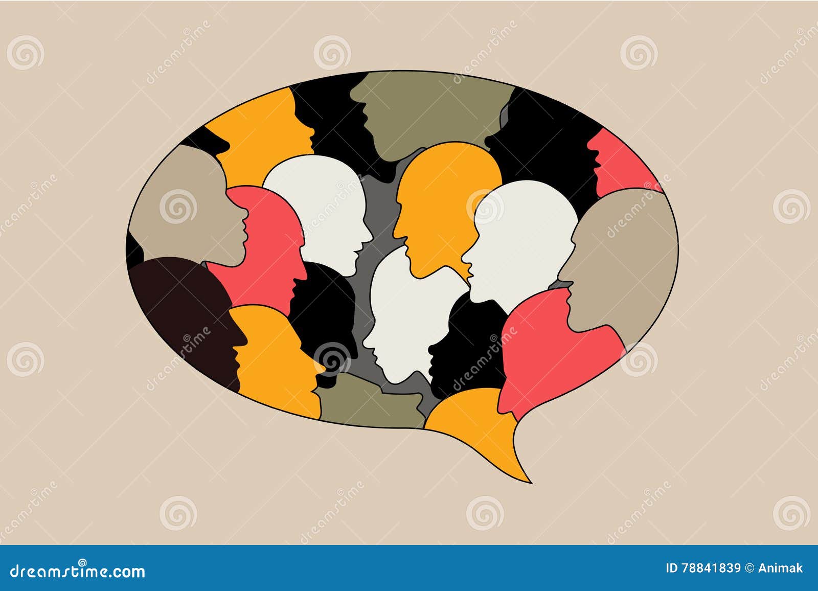 Human Profile Head Discussion in Dialogue Bubble. Stock Vector ...