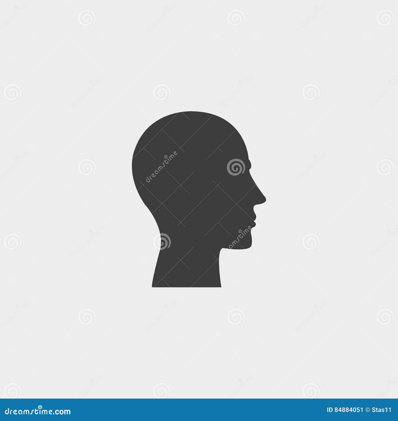 Human Profile Icon in a Flat Design in Black Color. Vector Illustration ...