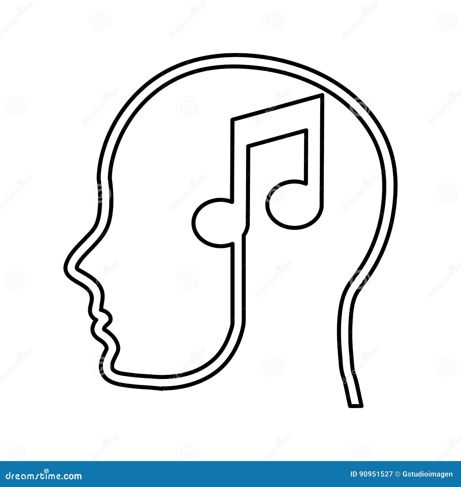 Human Profile with Music Note Stock Vector - Illustration of human ...