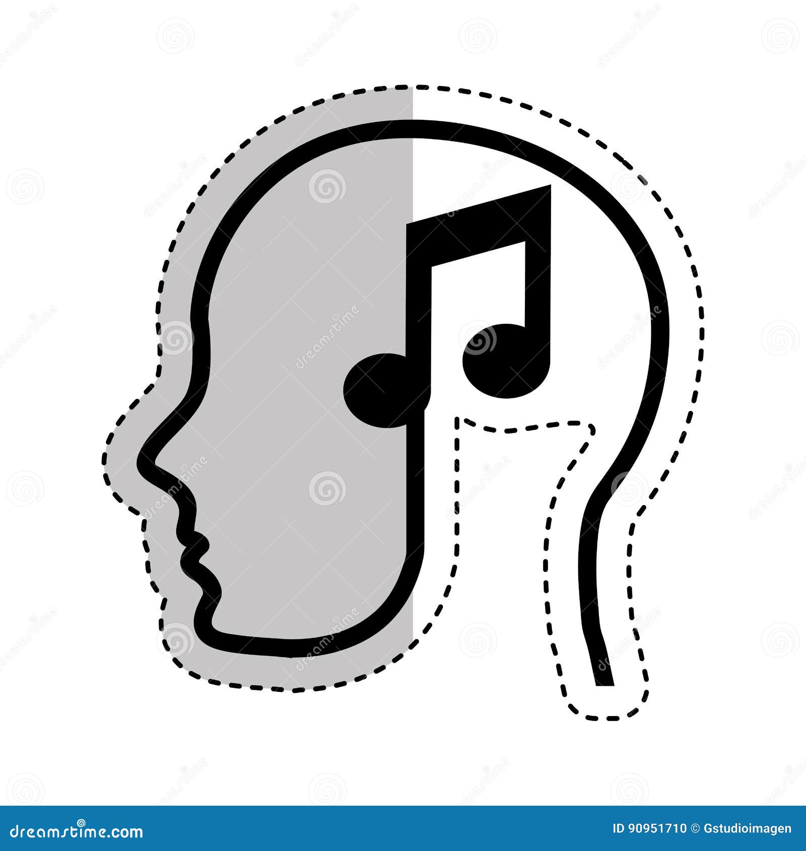 Human Profile with Music Note Stock Vector - Illustration of faceless ...