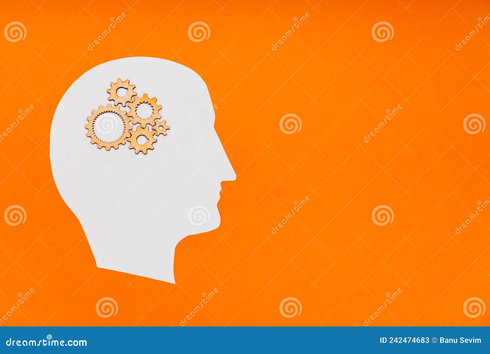 Human Profile and Wooden Cogs Stock Image - Image of business ...
