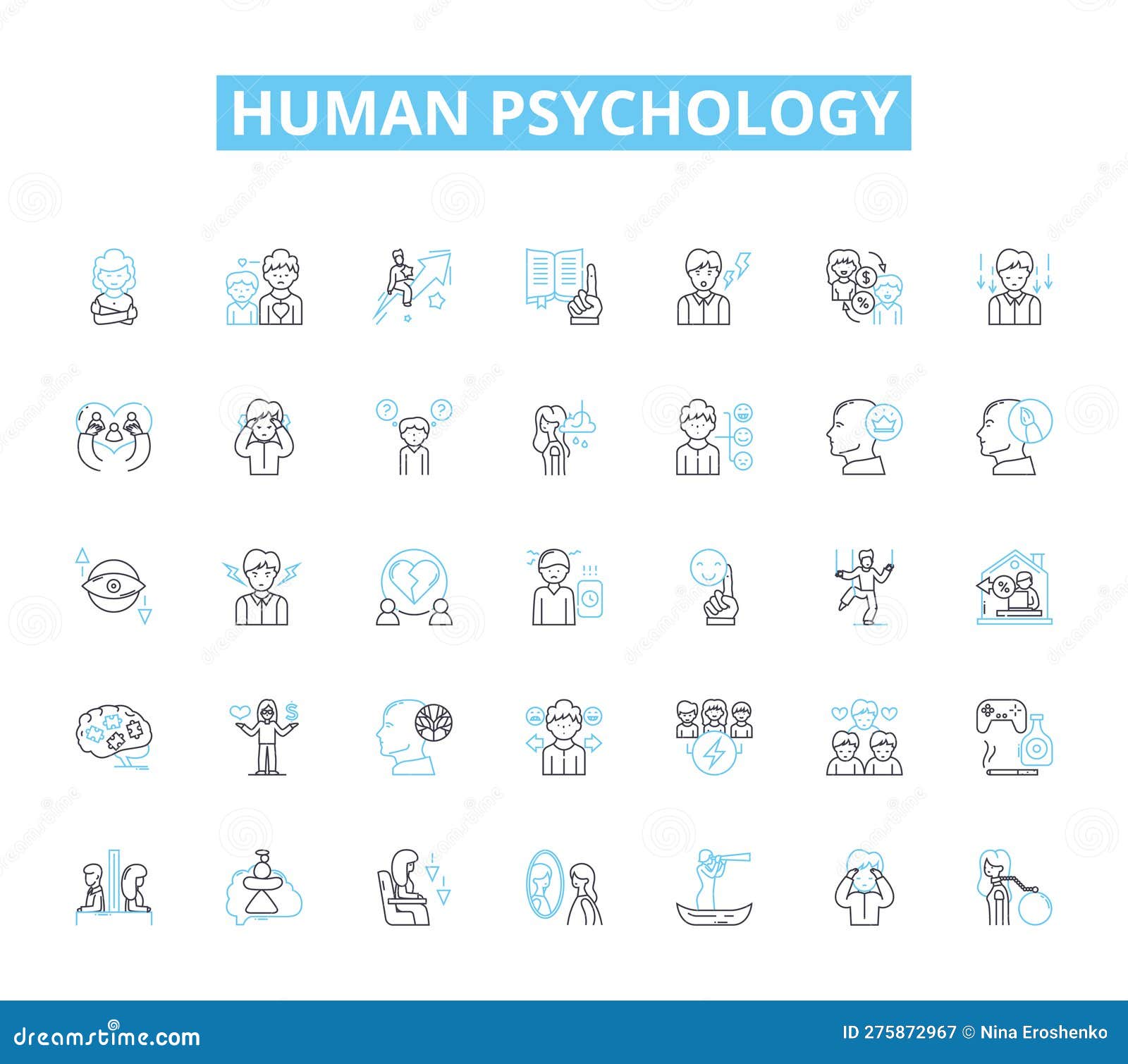 Human Psychology Linear Icons Set. Mindset, Emotion, Behavior ...