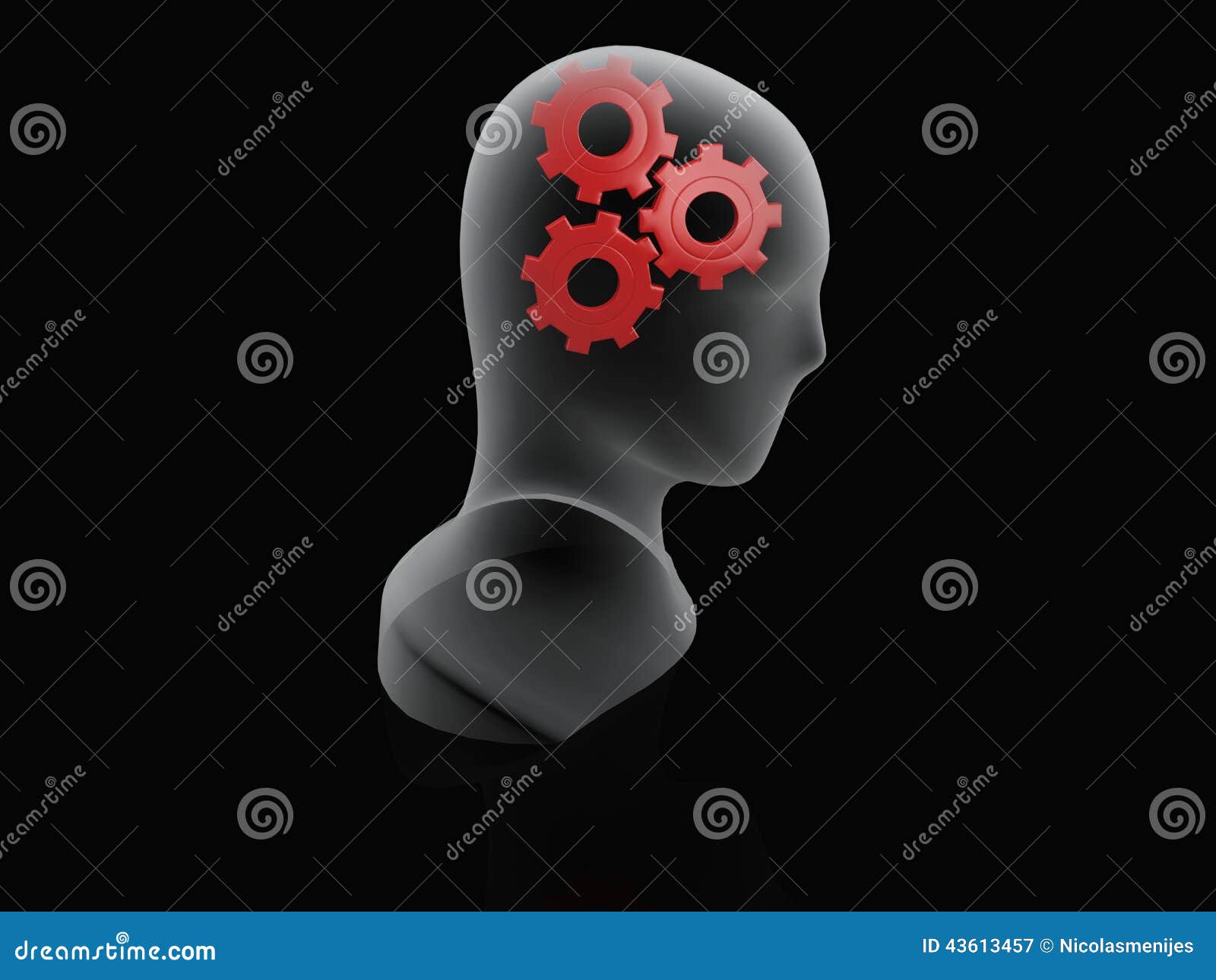 Human Red Gear. Brain Concept In Black Background Stock Illustration ...