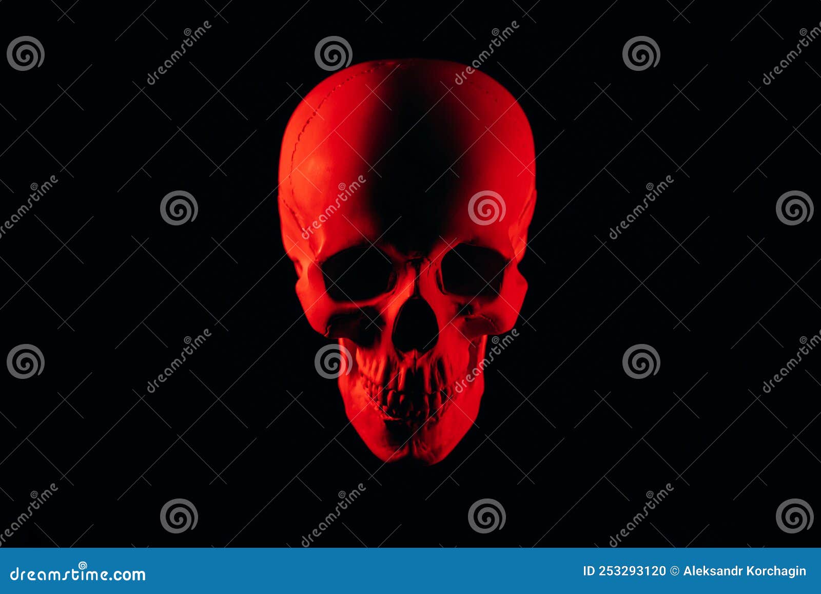 Human Red Skull on Black Background Stock Photo - Image of anatomy ...