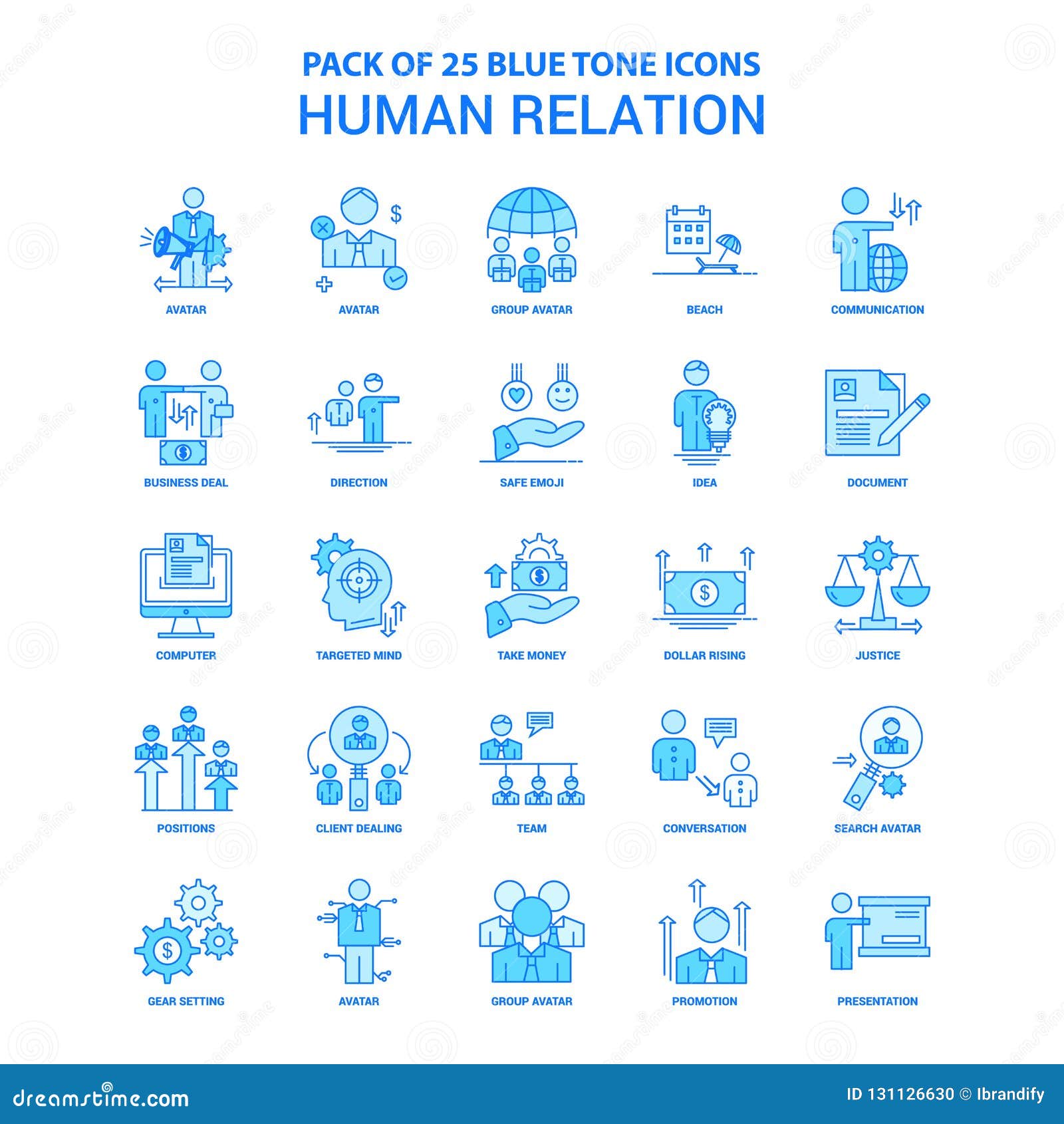Human Relation Blue Tone Icon Pack - 25 Icon Sets Stock Vector ...