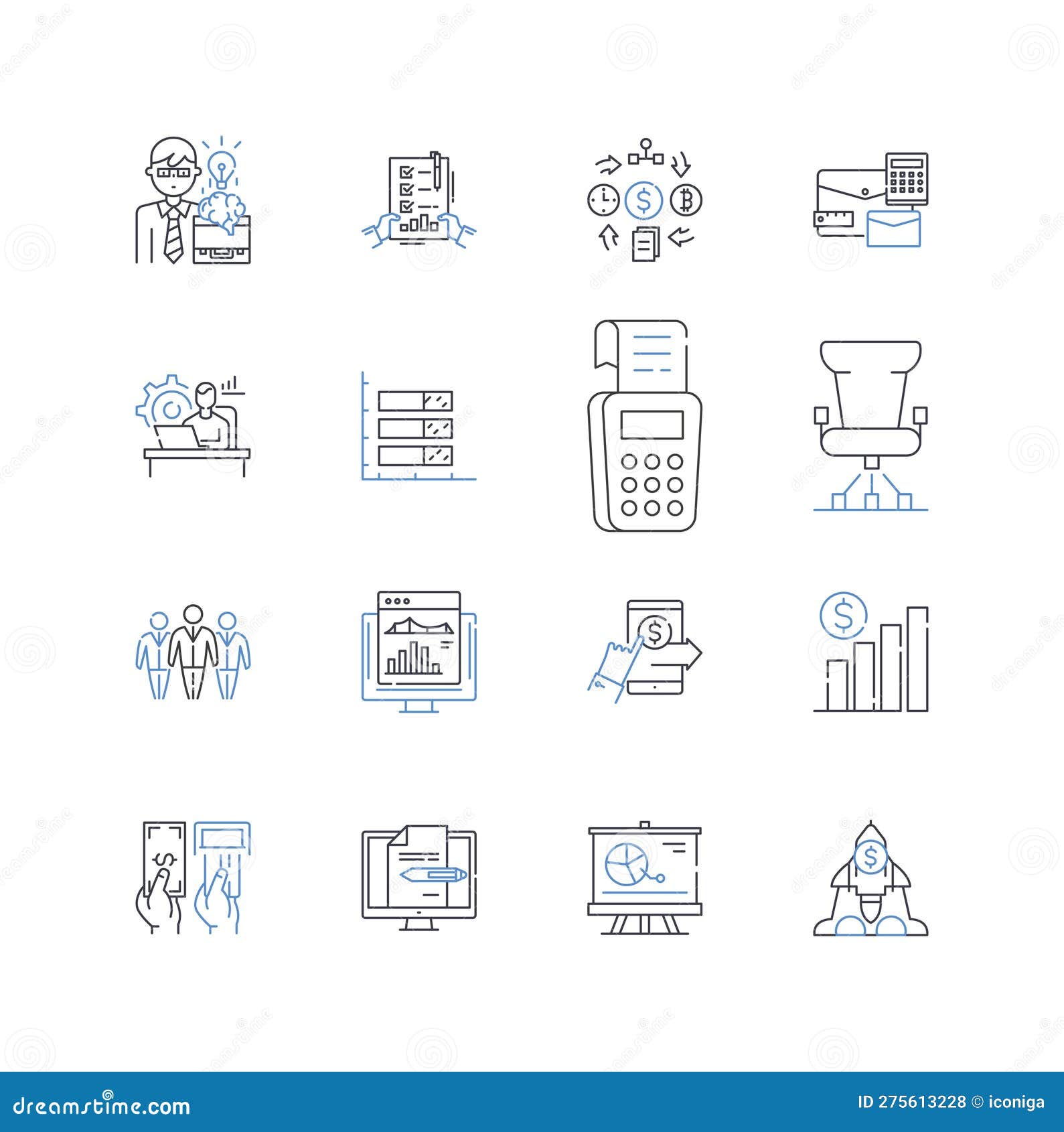 Human Resource Analytics Line Icons Collection Performance Metrics