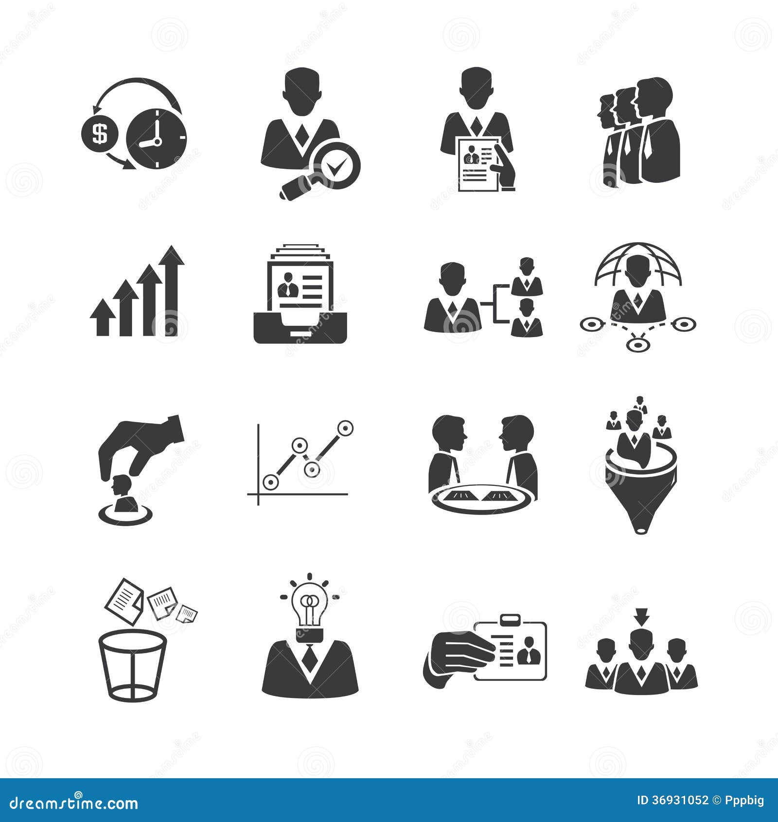 Human Resource and Business Icons Stock Illustration - Illustration of ...