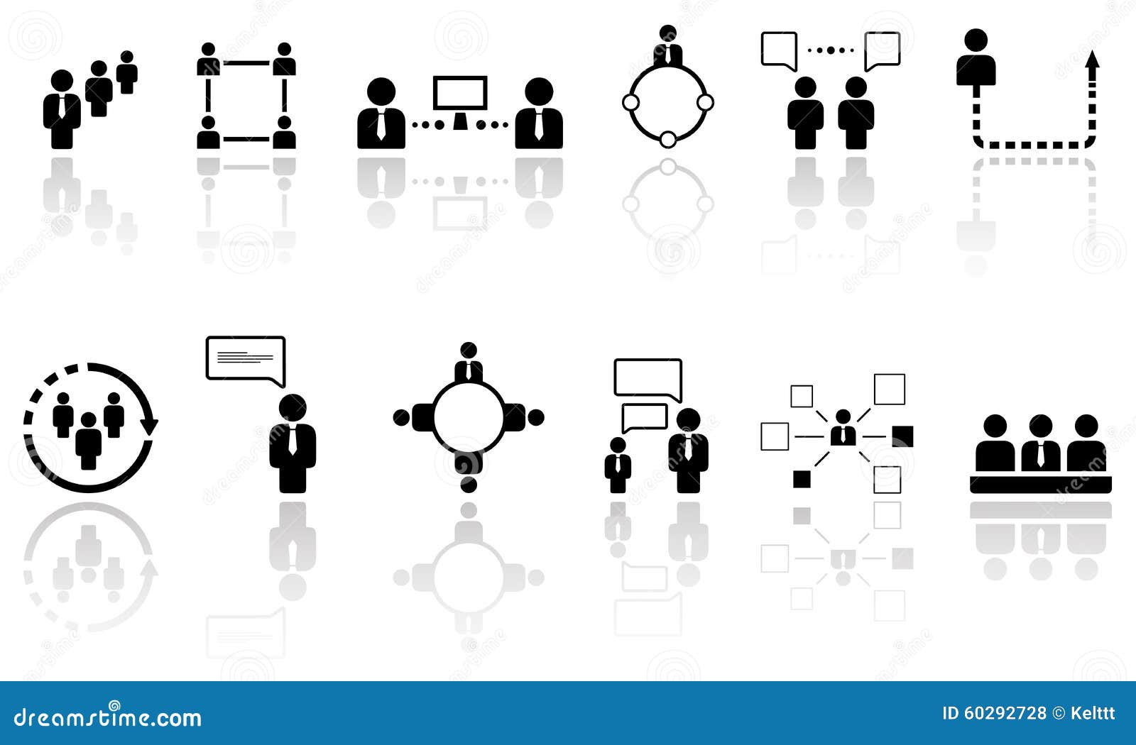 Human Resource Icons with Reflection Stock Illustration - Illustration ...