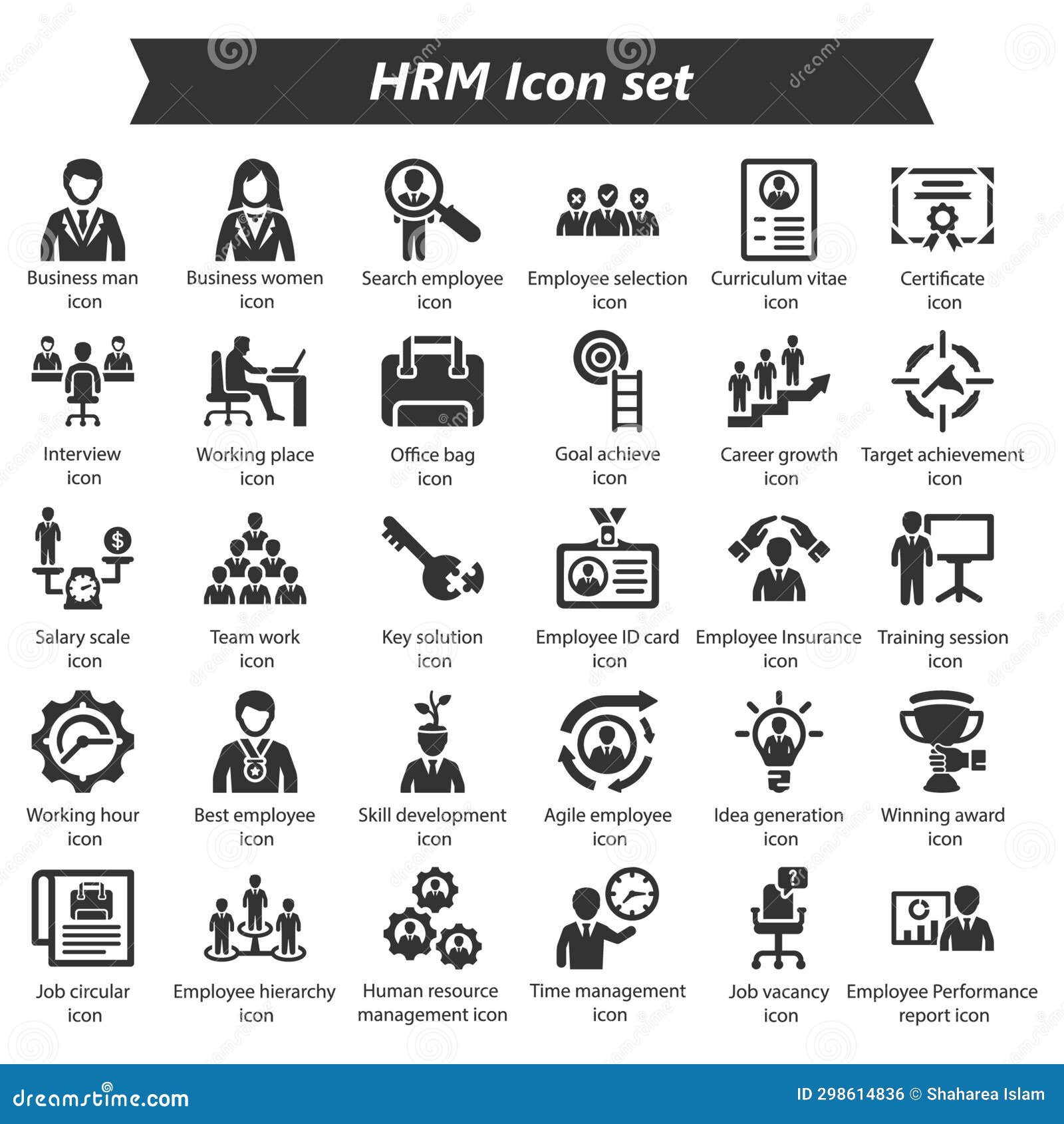 Human Resource Management Icon Set Stock Illustration - Illustration of ...
