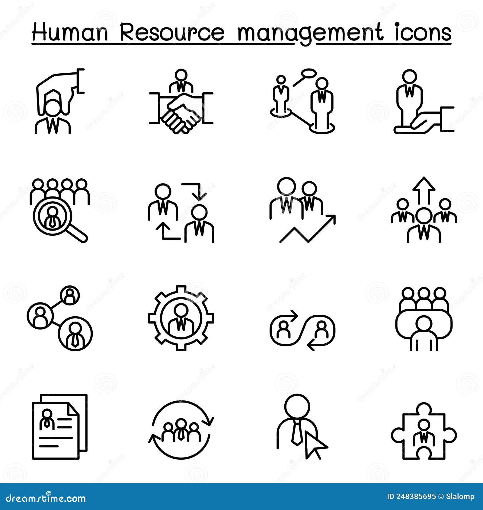 Human Resource Management Icon Set in Thin Line Style Stock Vector ...