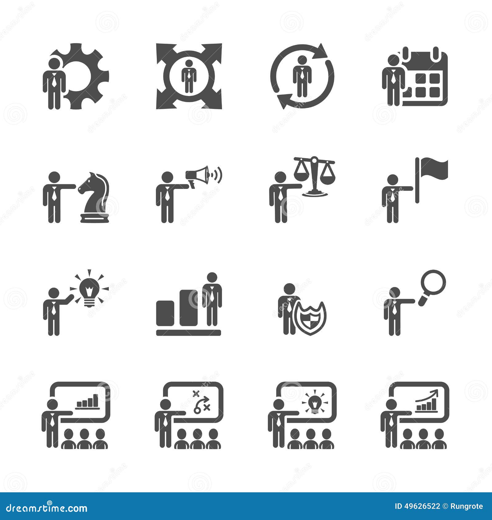 The Management Icon, Set Of 12 Icons. Team And Group, Teamwork, People ...