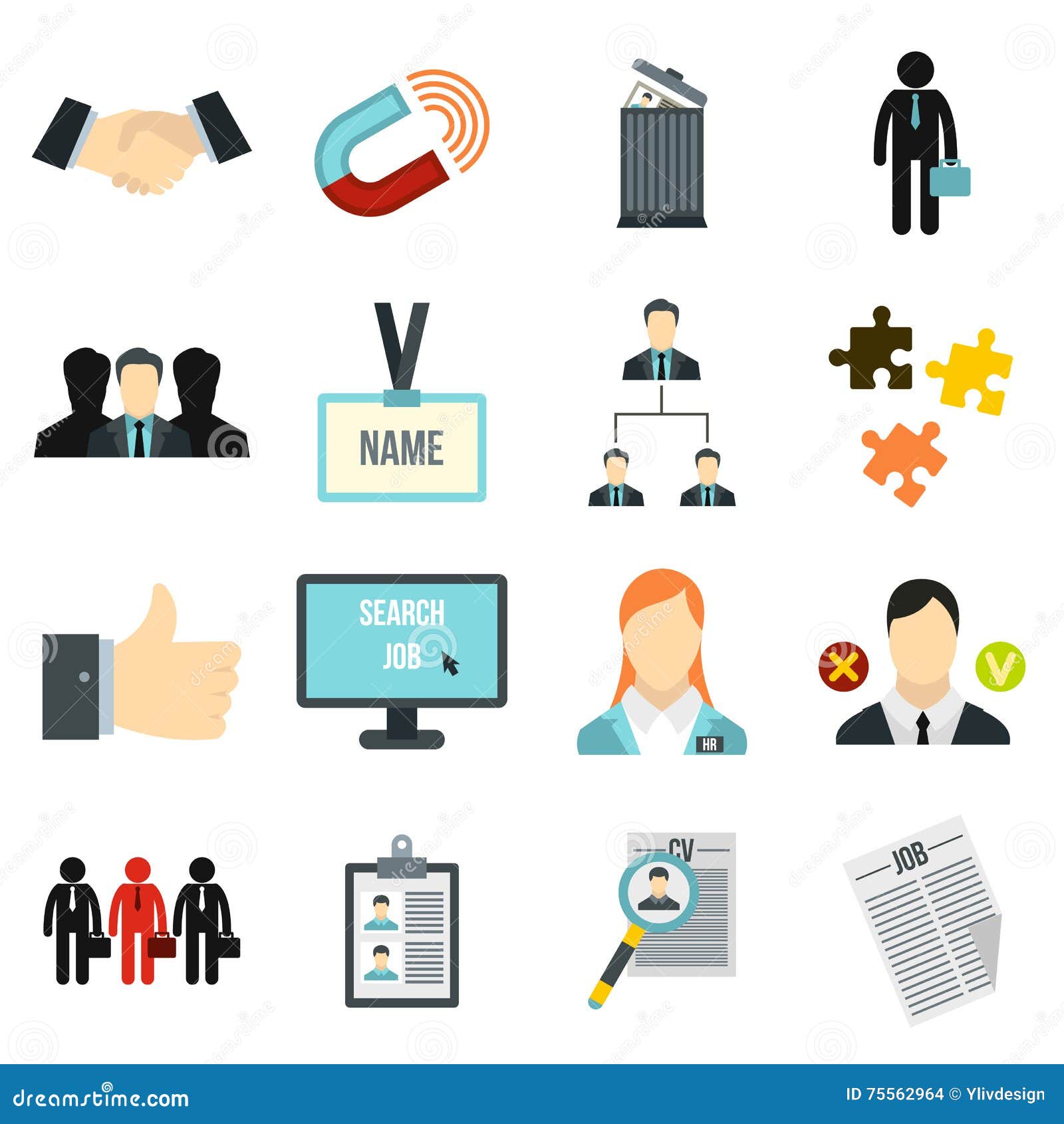 Human Resource Management Icons Set, Flat Style Stock Vector ...