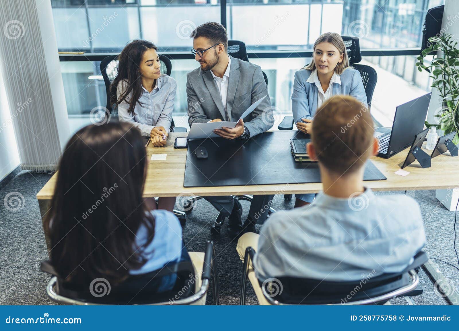 Human Resource Team Talking To a Candidate during a Job Interview in ...