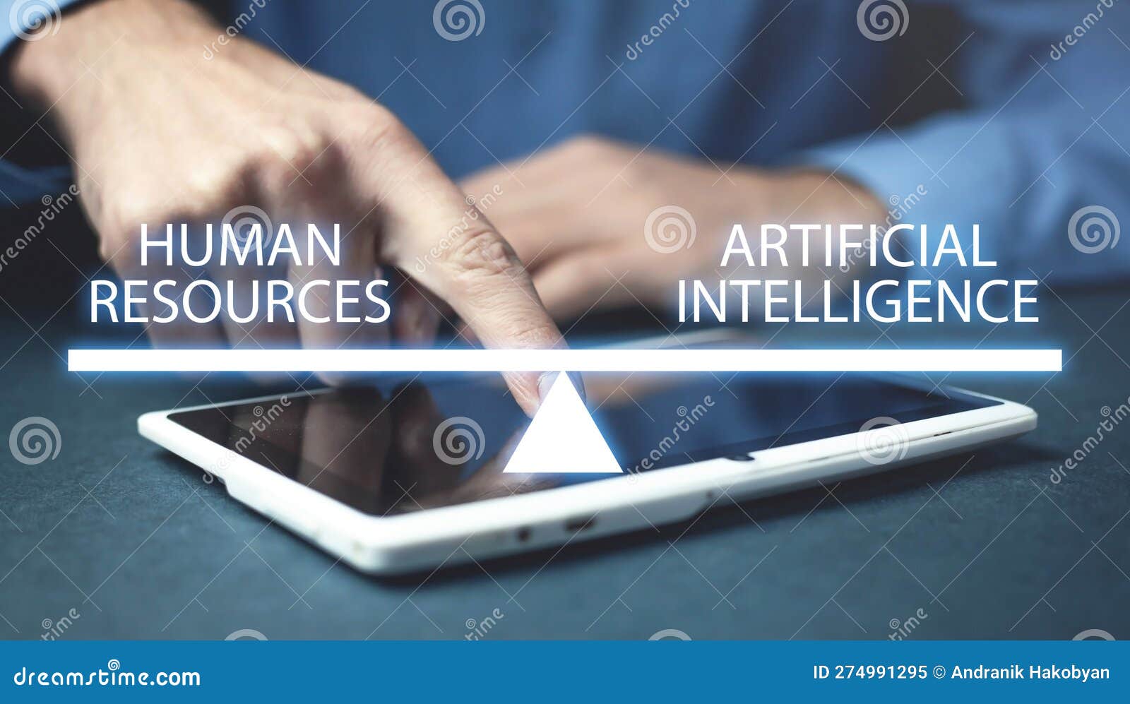 Human Resources and Artificial Intelligence Text on Scales Stock Image ...