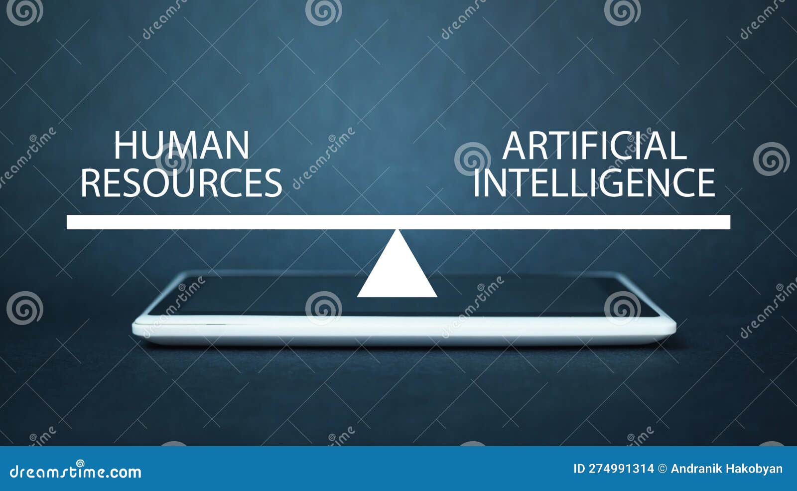 Human Resources and Artificial Intelligence Text on Scales Stock Photo ...