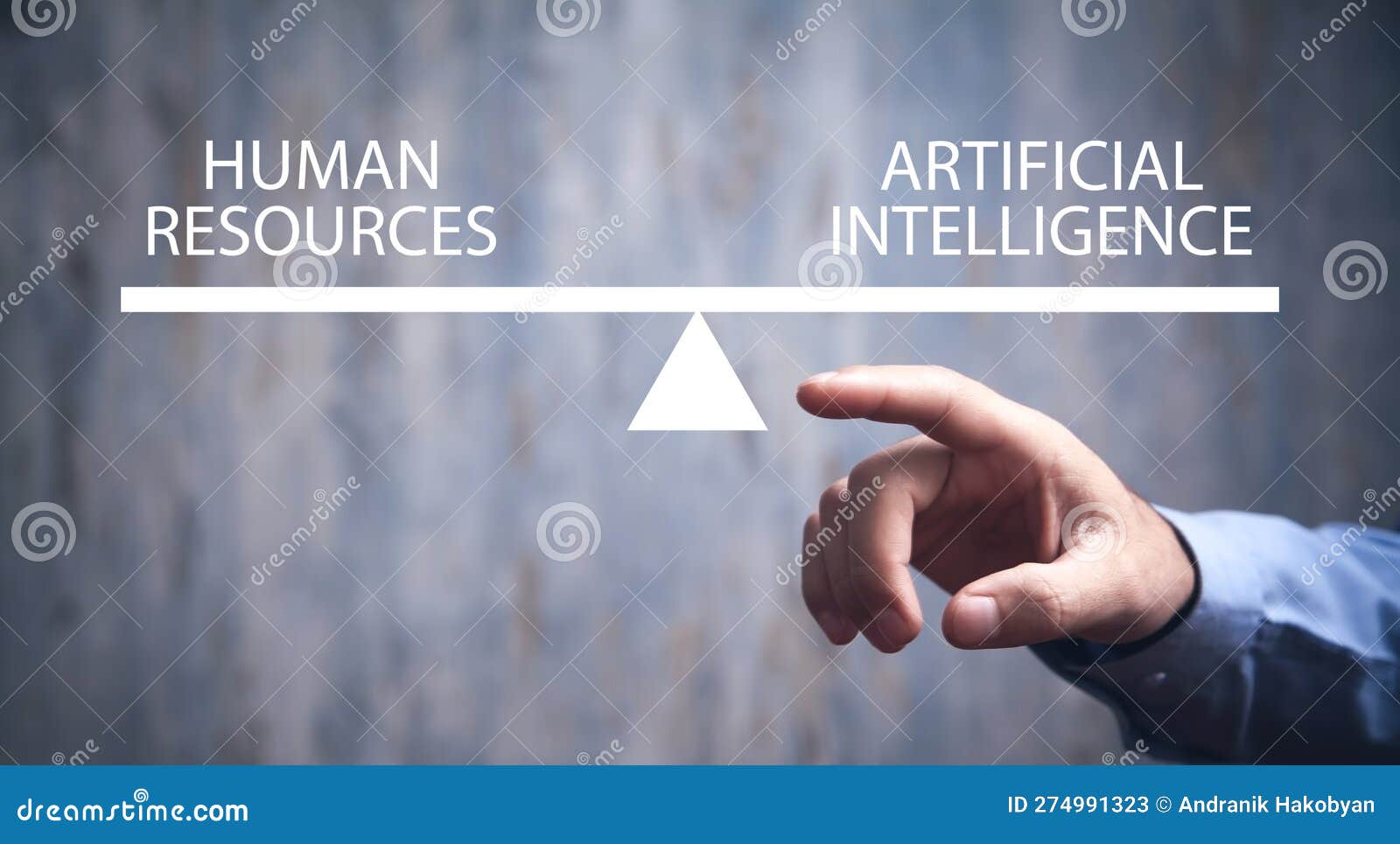 Human Resources and Artificial Intelligence Text on Scales Stock Image ...