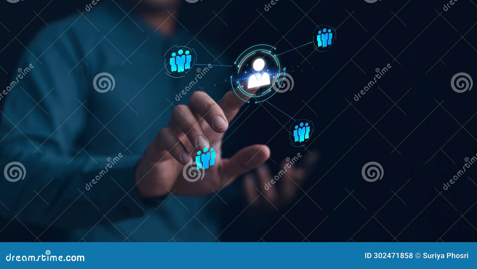 Human Resources Concept, Businessman Touching Virtual Interface ...