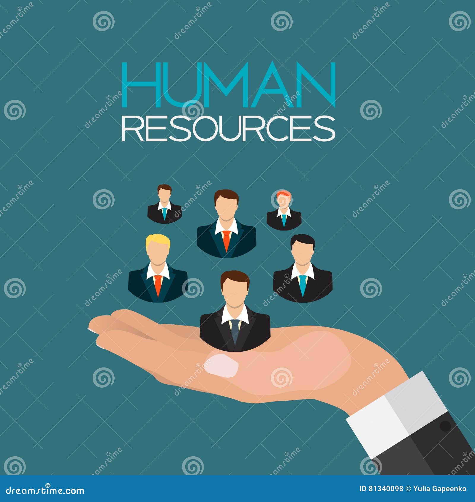 Human Resources Concept Flat Design. Stock Vector - Illustration of ...