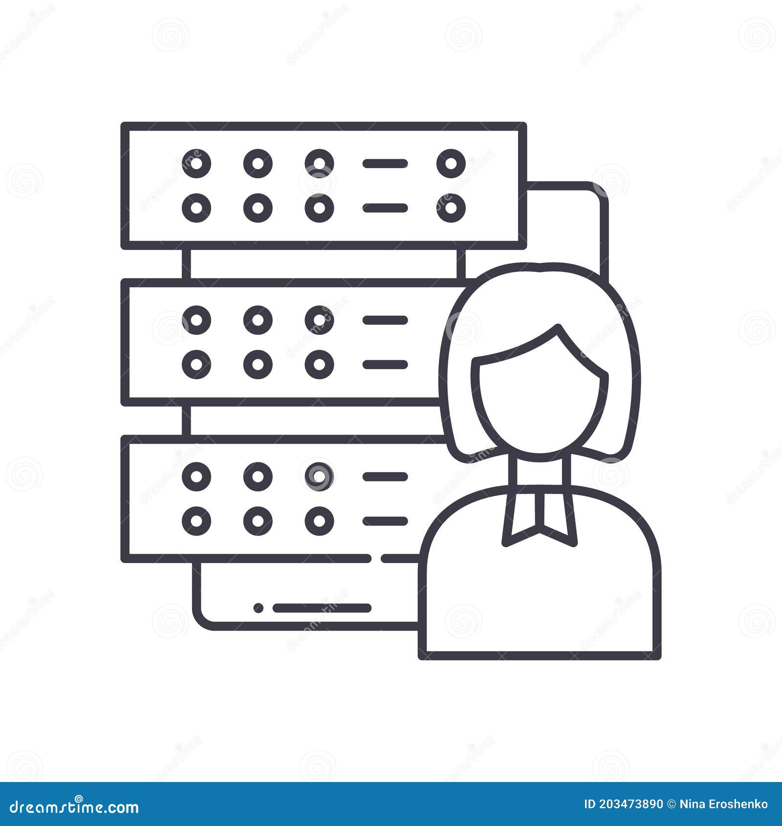 Human Resources Database Icon, Linear Isolated Illustration, Thin Line ...