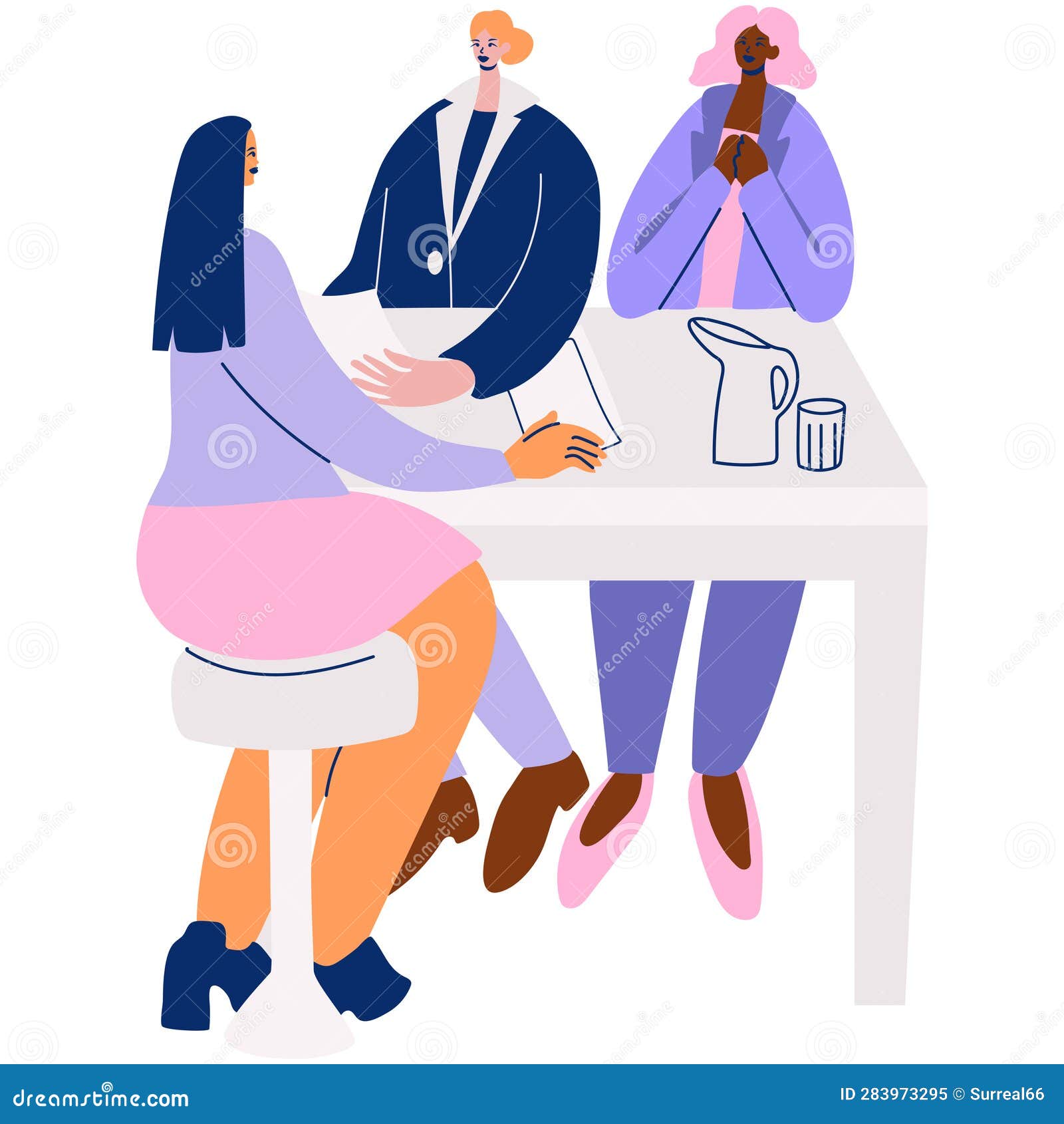 HR Team Interviewing An Applicant Isolated On White Background Cartoon ...