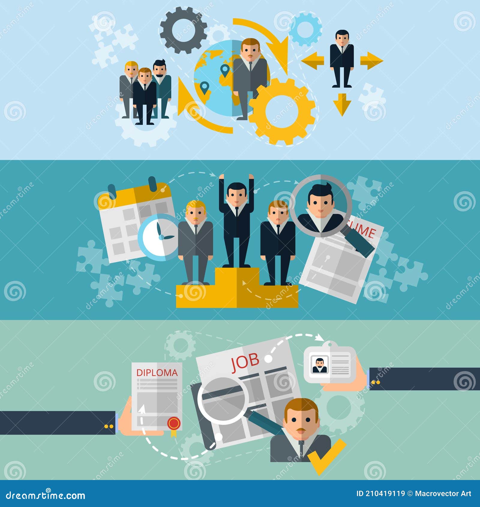 Human Resources Flat Banners Set Stock Vector - Illustration of network ...