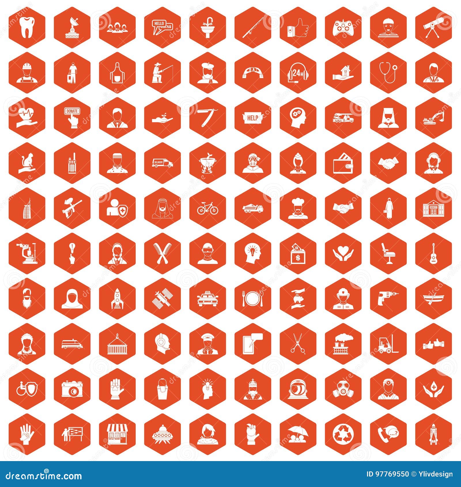 100 Human Resources Icons Hexagon Orange Stock Vector - Illustration of ...