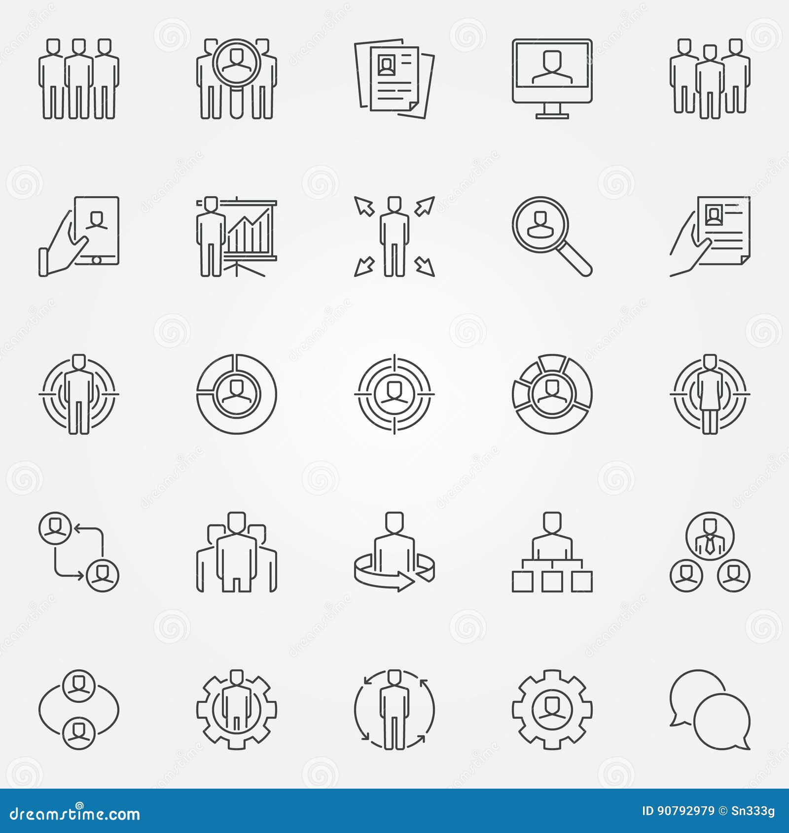 Human resources icons set stock vector. Illustration of leadership ...