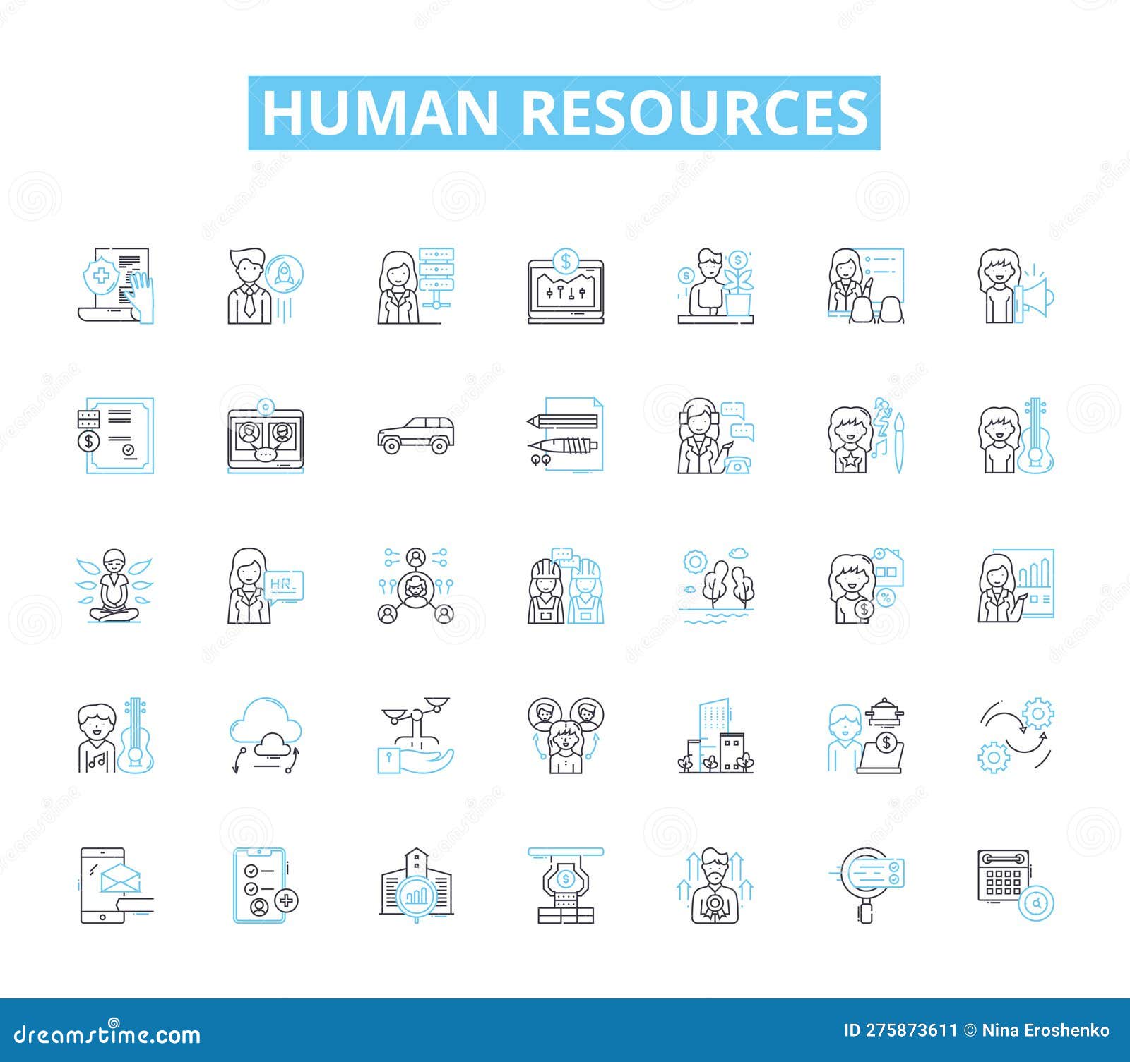 Human Resources Linear Icons Set. Recruitment, Hiring, Onboarding ...