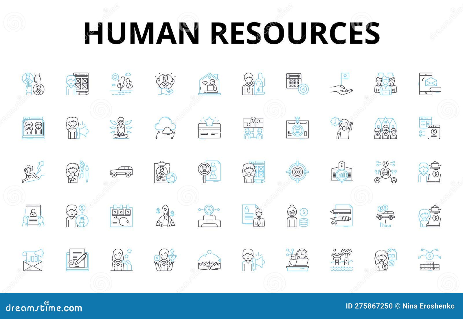 Human Resources Linear Icons Set. Recruitment, Hiring, Onboarding ...