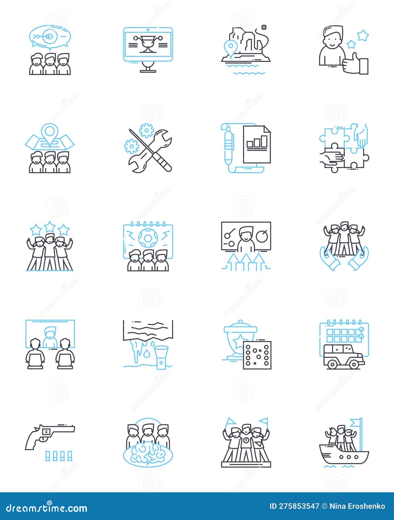 Human Resources Linear Icons Set. Recruitment, Hiring, Training ...