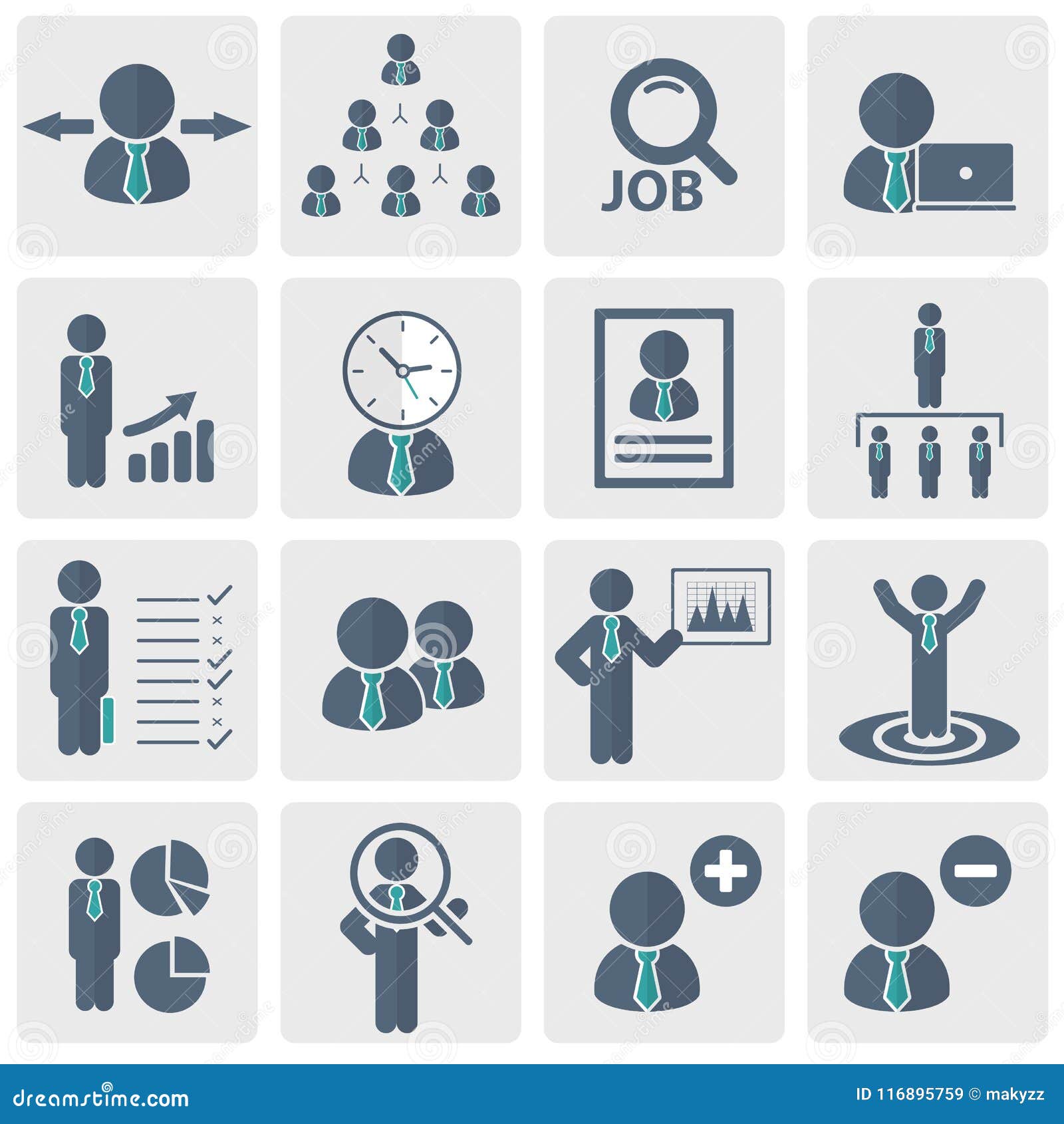 Human Resources and Management Icon Set. Flat Vector Illustration Stock ...