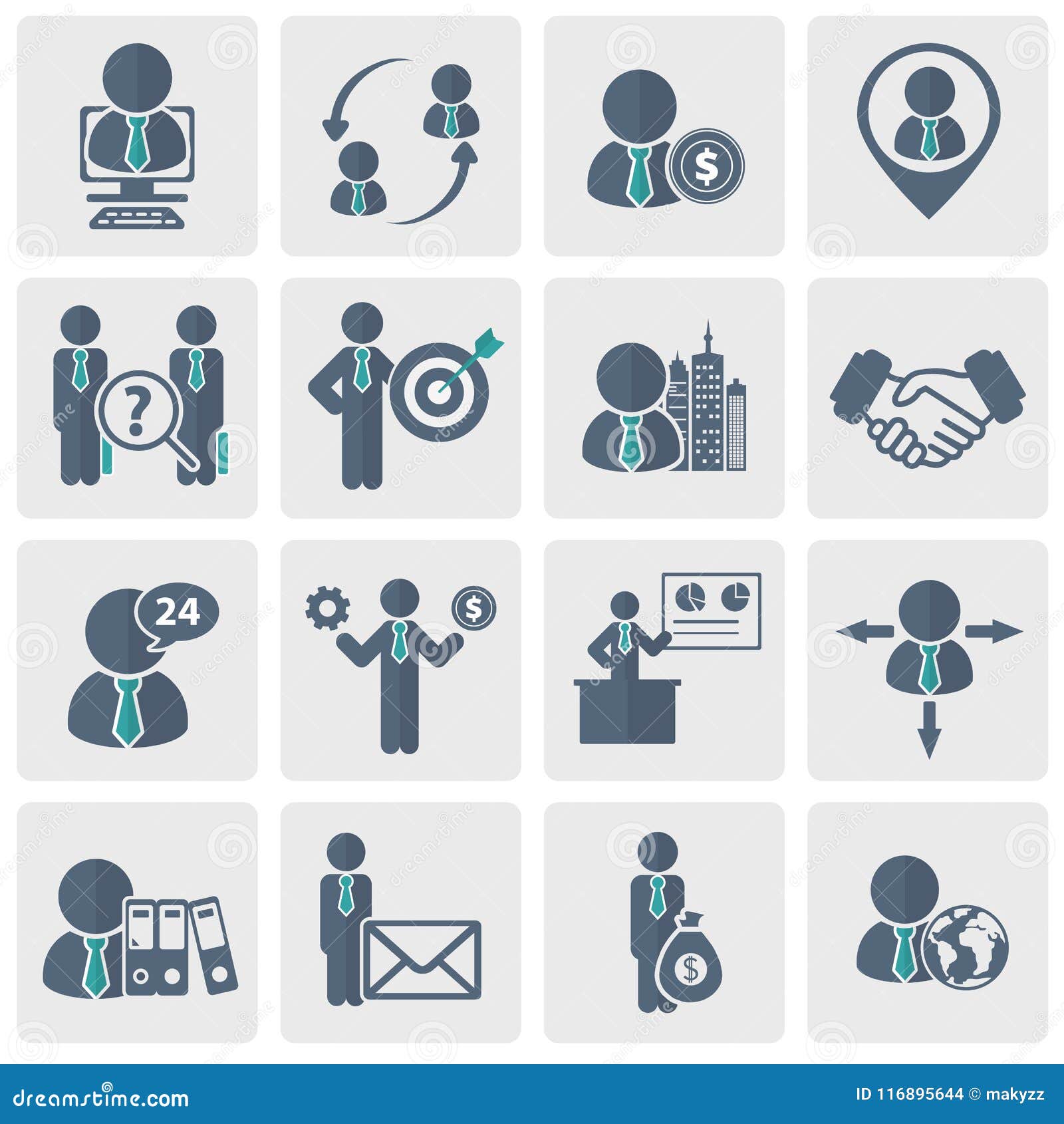 Human Resources and Management Icon Set. Flat Vector Illustration Stock ...