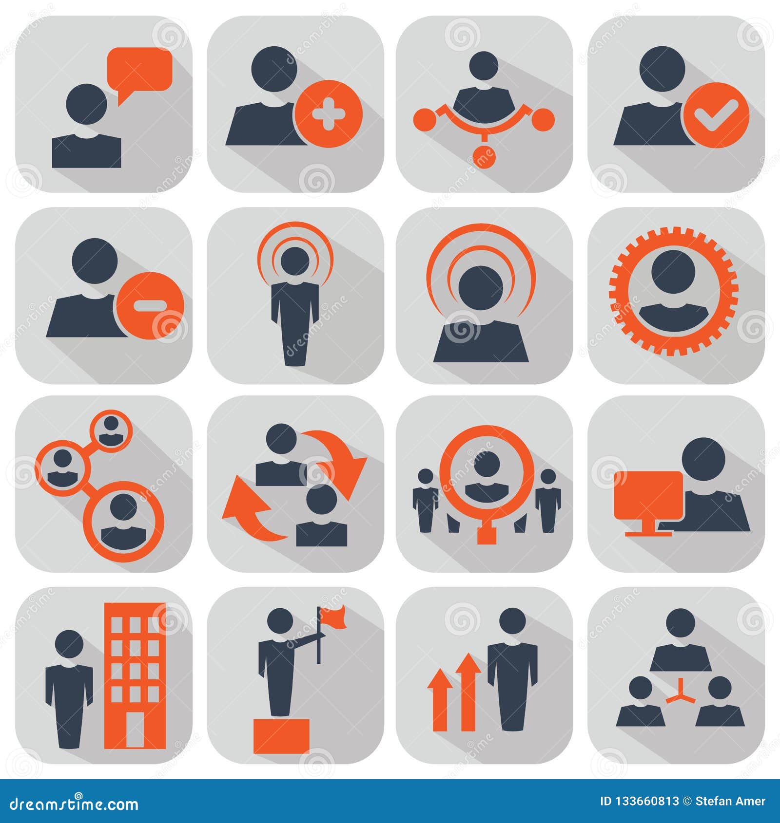 Human Resources and Management Icons Set Stock Vector - Illustration of ...