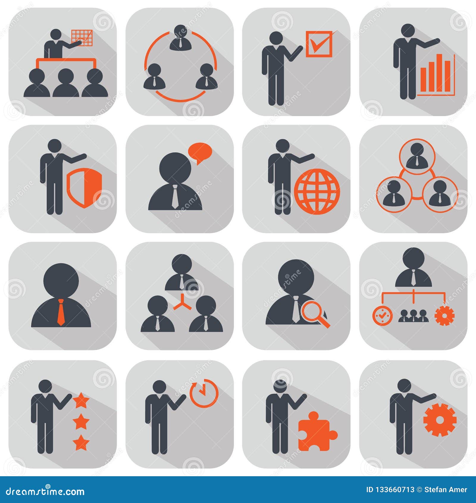 Human Resources and Management Icons Set Stock Vector - Illustration of ...