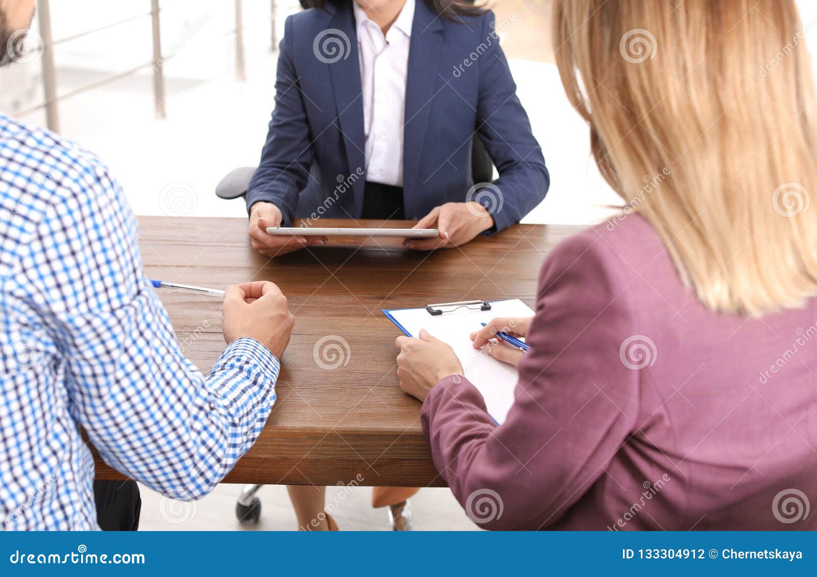 Human Resources Manager Conducting Job Interview with Applicants Stock ...