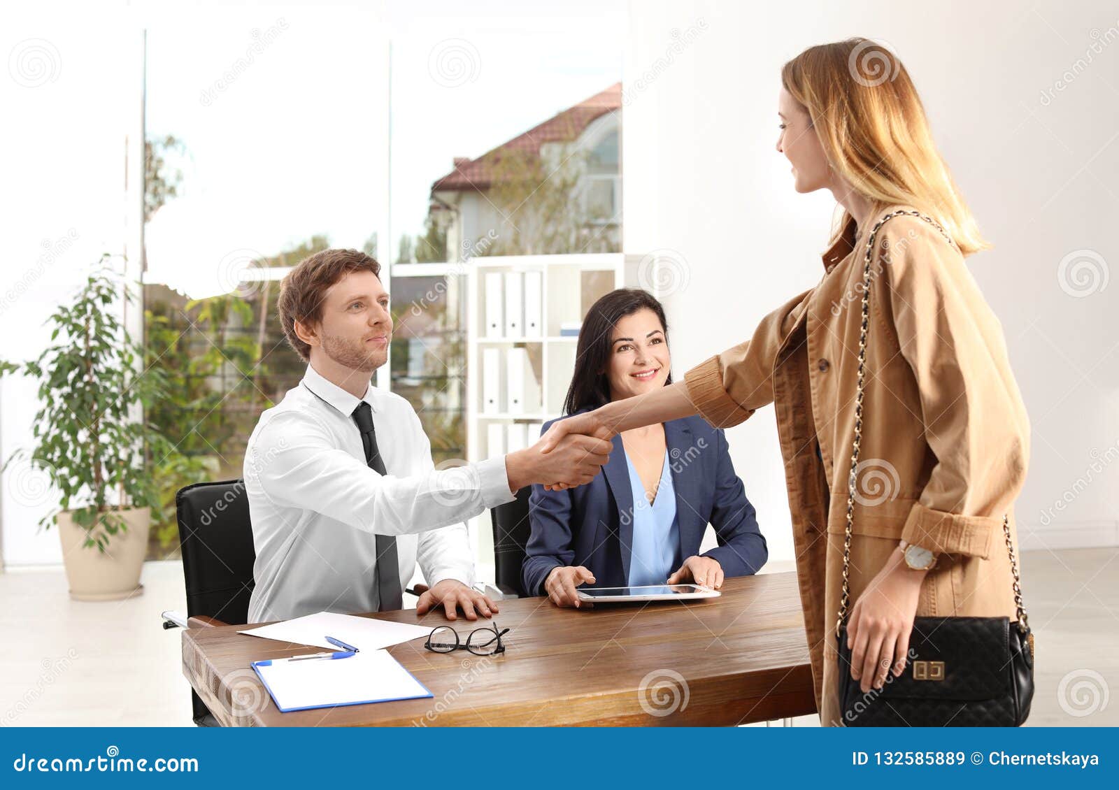 Human Resources Manager Shaking Hands with Applicant Stock Image ...