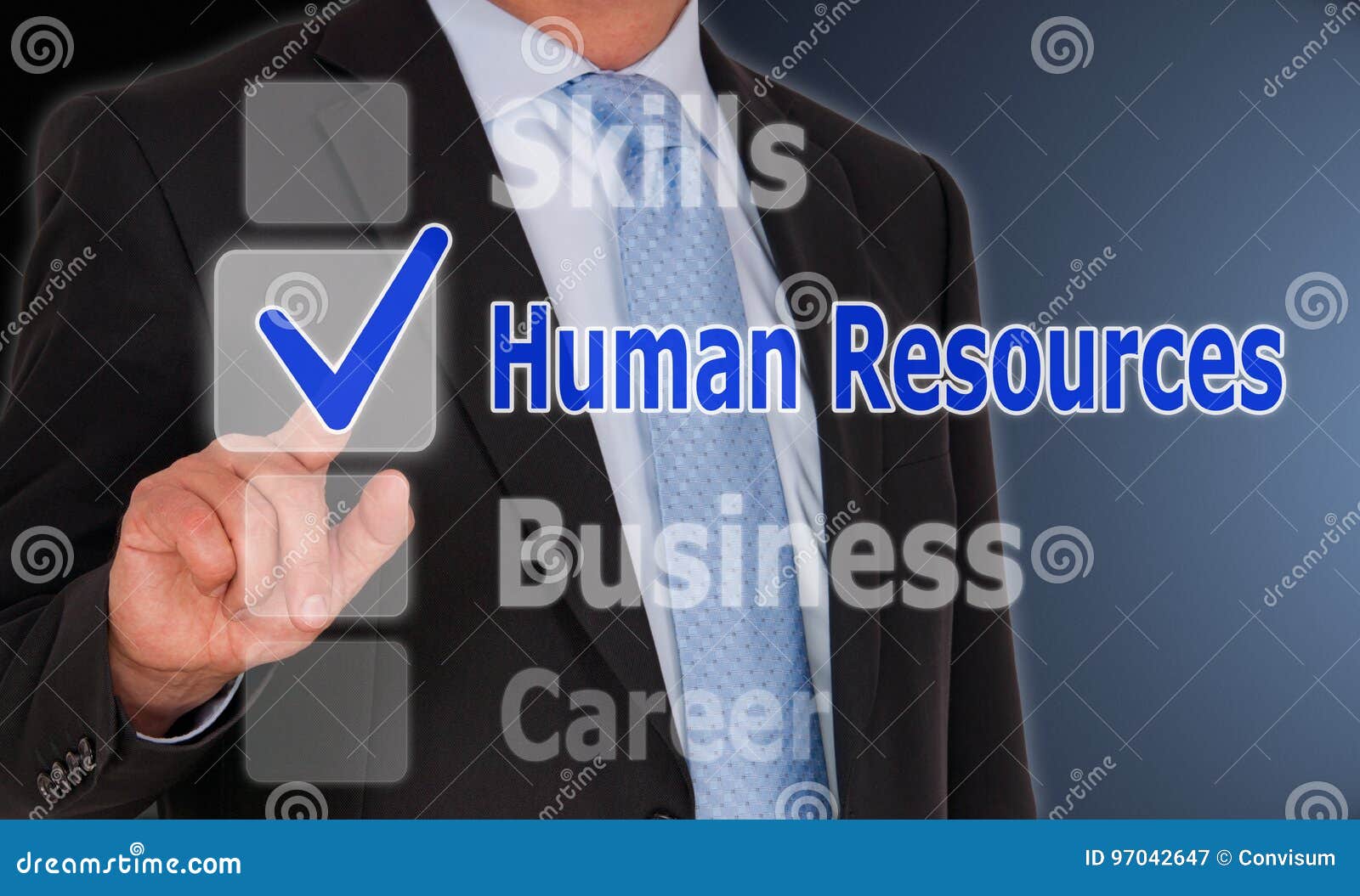 Human Resources - Manager with Touchscreen Buttons Stock Image - Image ...