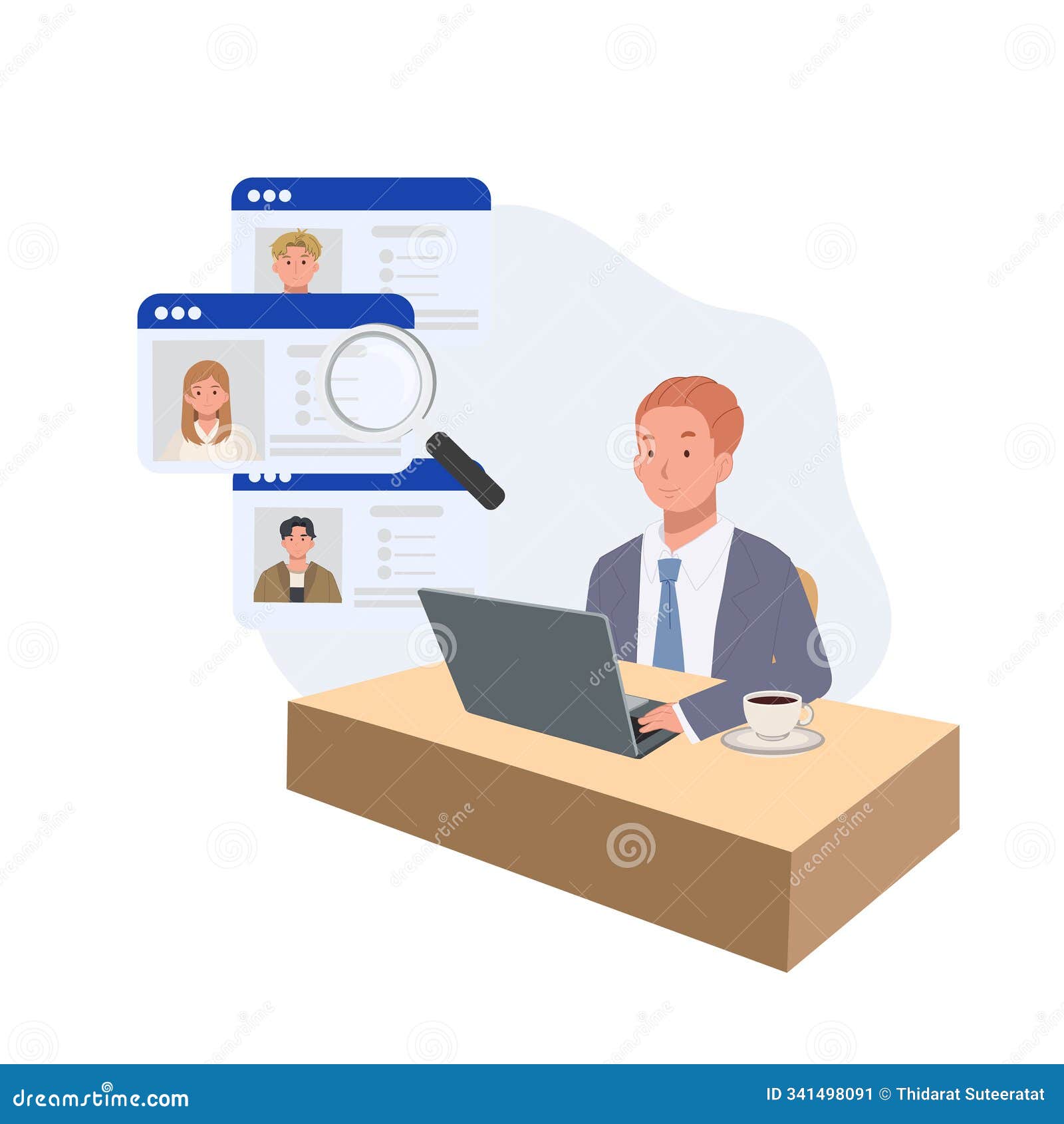 Human Resources Professional Using Magnifying Glass for Job Application ...