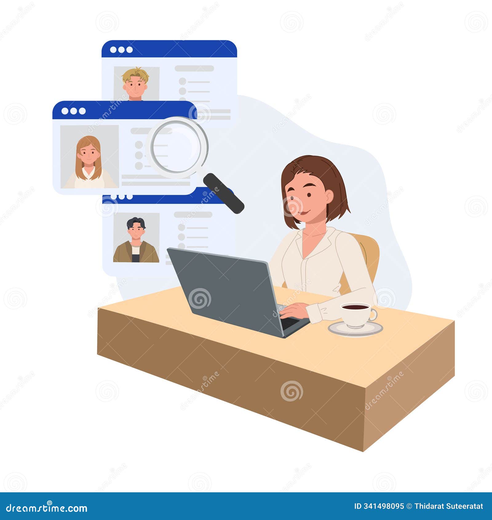 Human Resources Professional Using Magnifying Glass for Job Application ...