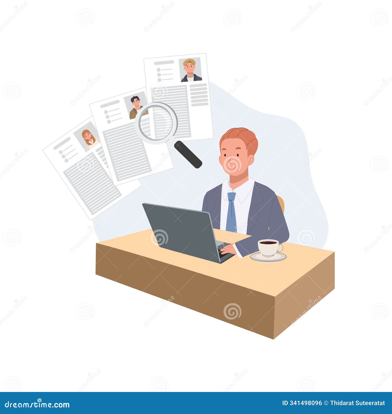 Human Resources Professional Using Magnifying Glass for Job Application ...