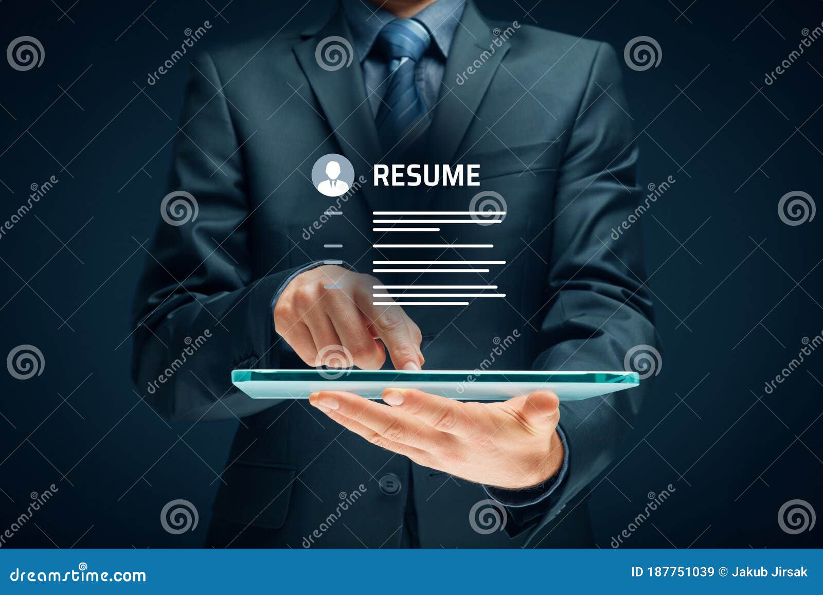 Human Resources Recruiter Read Resume on Digital Tablet Stock Image ...