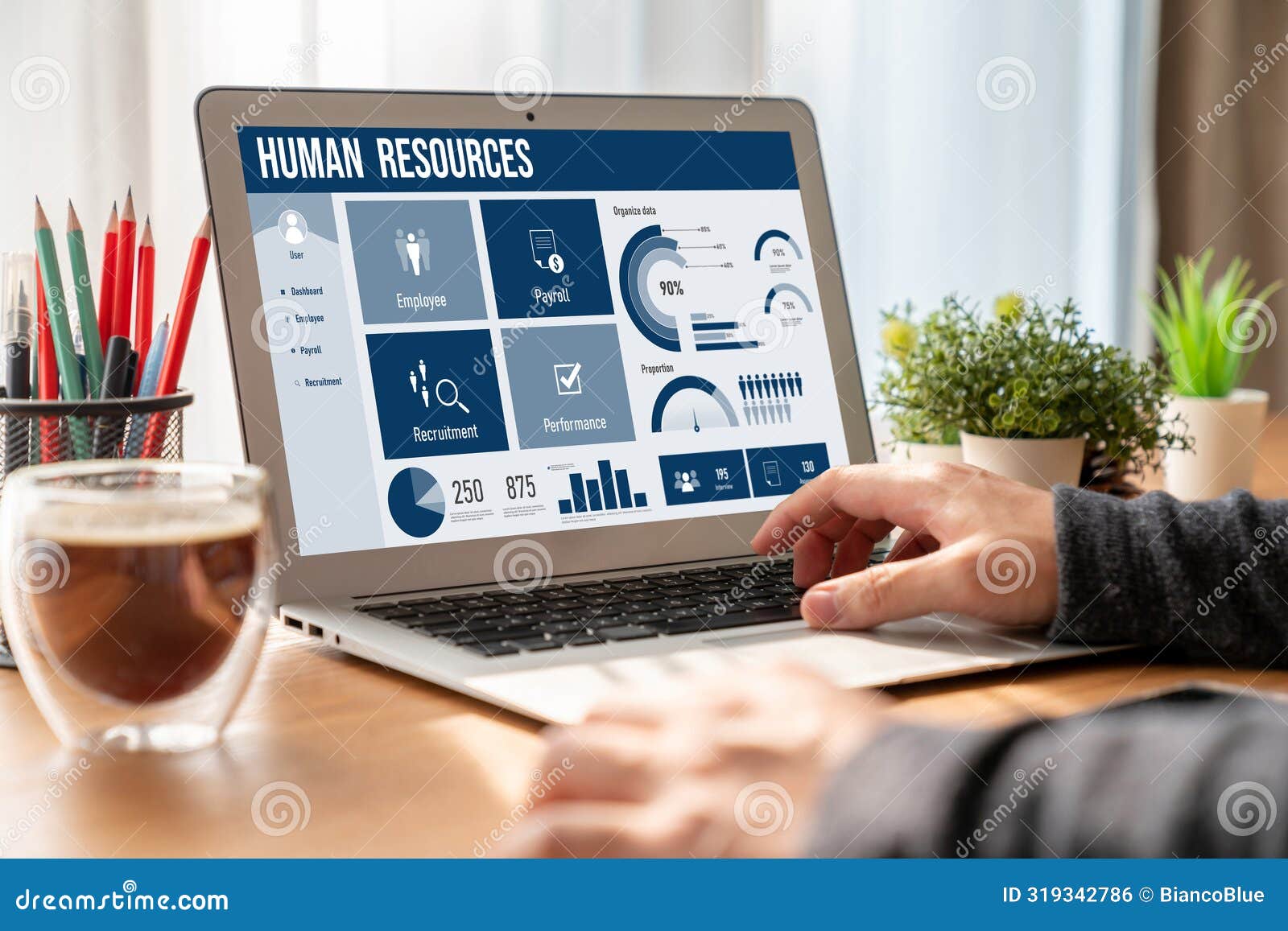 Human Resources Software on Computer Screen Help Employee Manage People ...