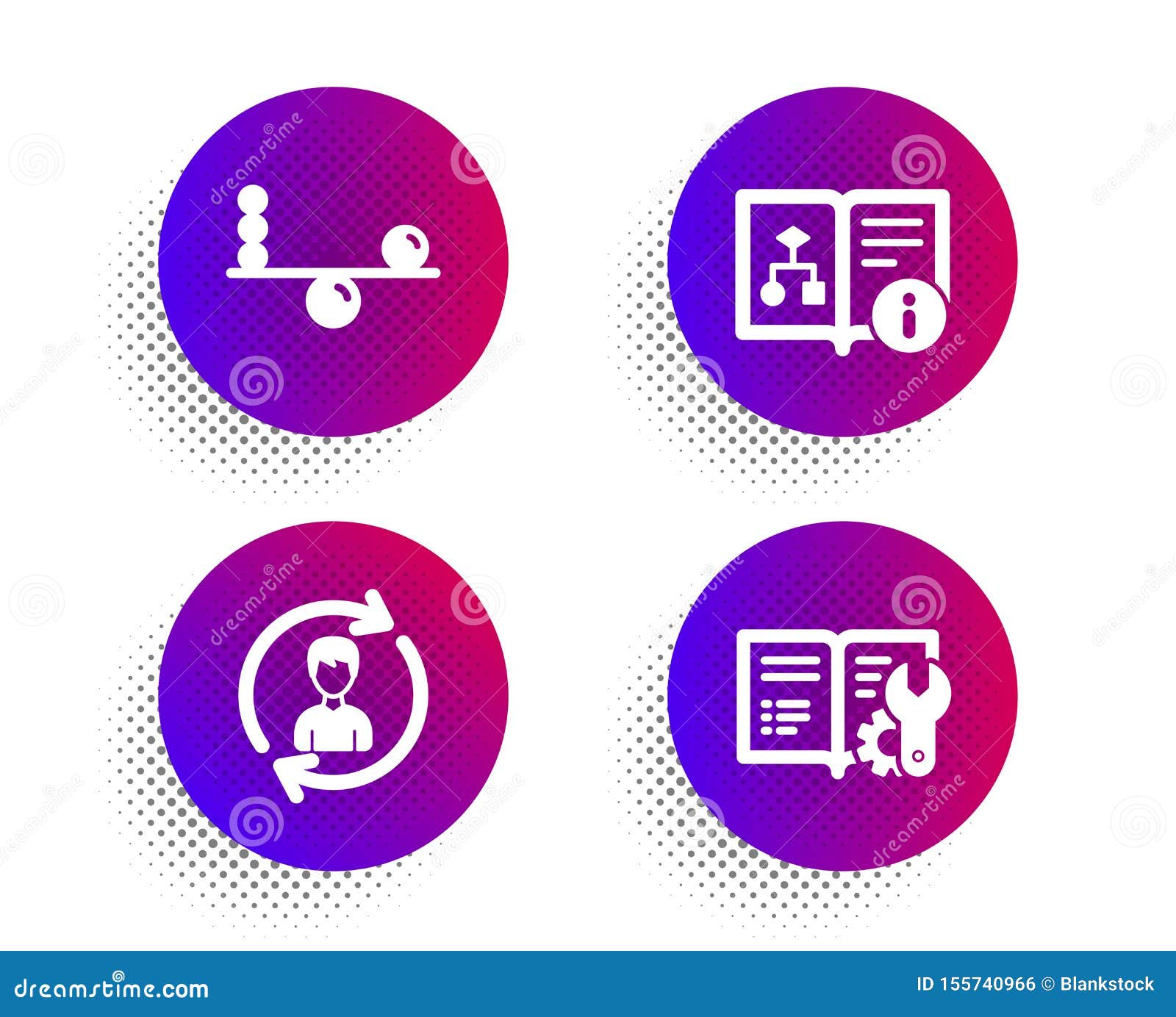 Human Resources, Technical Algorithm and Balance Icons Set. Engineering Documentation Sign ...