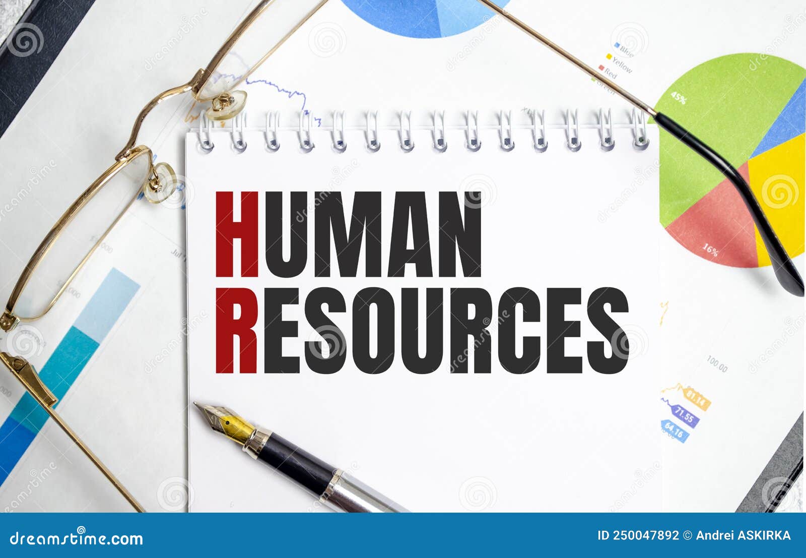 Human Resources Text on White Paper. the Inscription on the Notebook ...