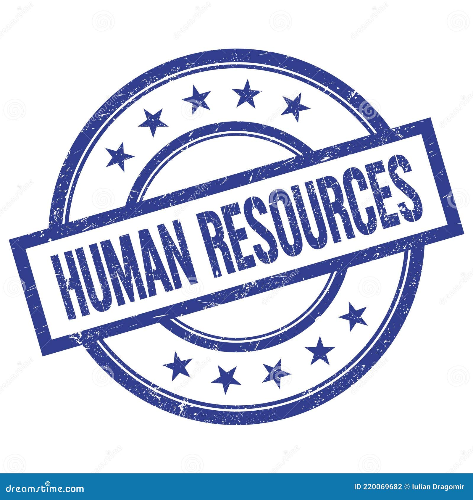 HUMAN RESOURCES Text Written on Blue Vintage Round Stamp Stock ...